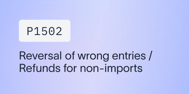 P1502 Purpose Code – Reversal of wrong entries / Refunds for non ...